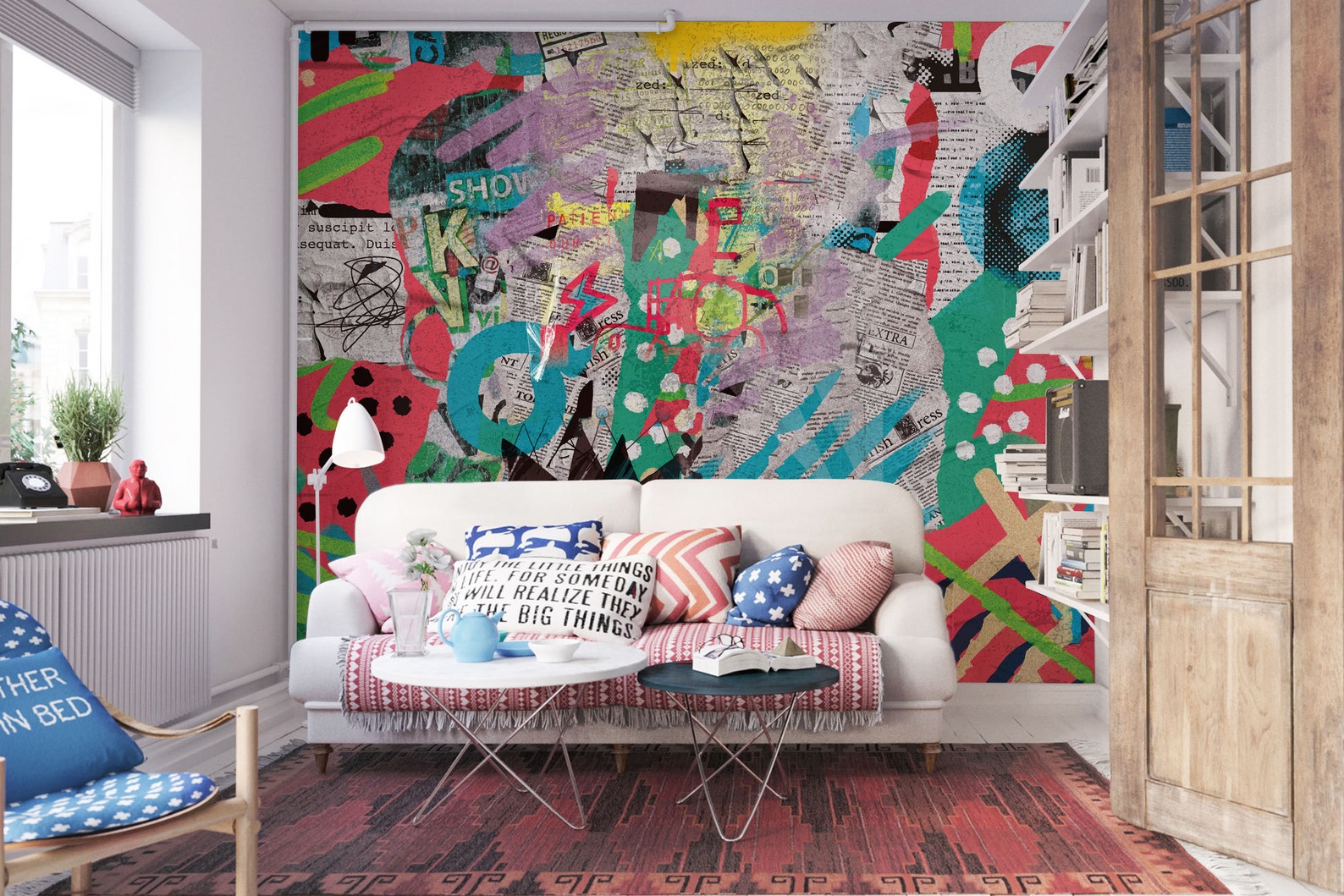 Pop Art Removable Wallpaper, Aesthetic Collage Wall Covering, Colorful ...