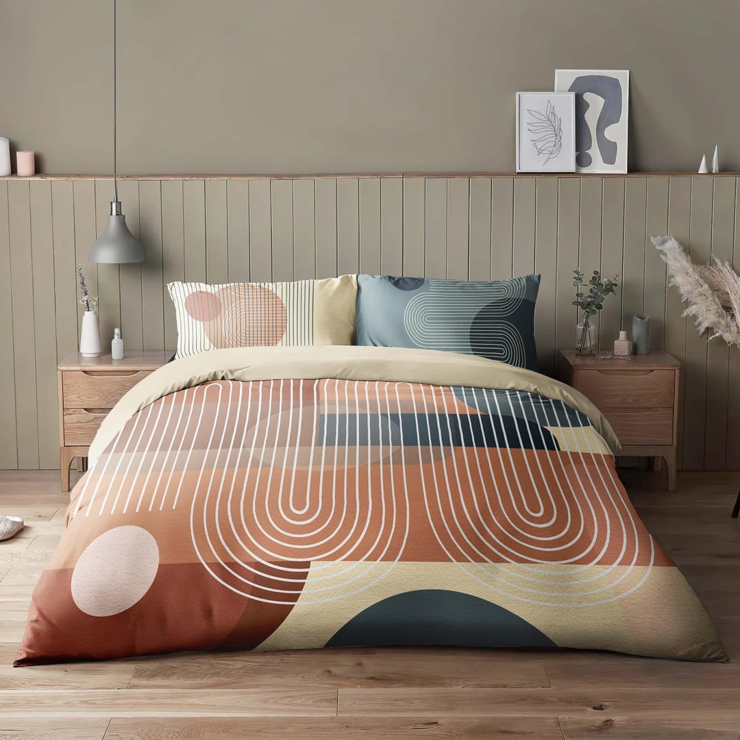 Pastel Harmony Bedding Set – Abstract Art Duvet Cover – Dreamy Vintage ...
