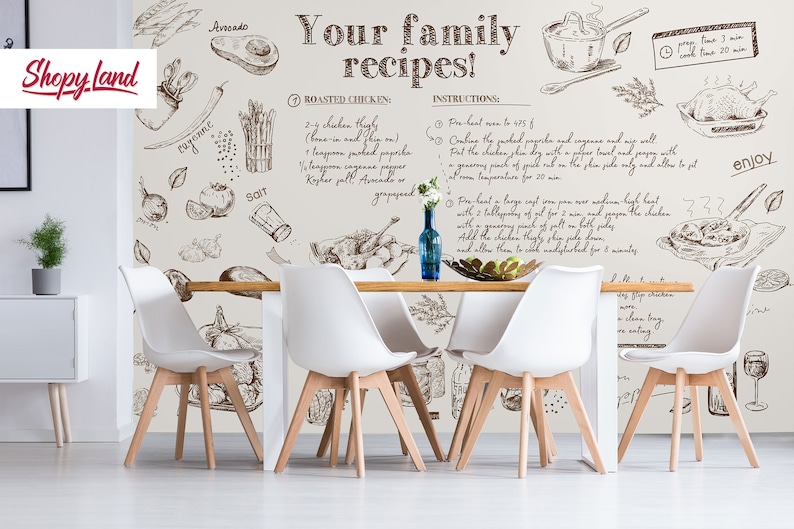 Custom Recipes Wallpaper – Peel and Stick or Non-pasted – Family ...