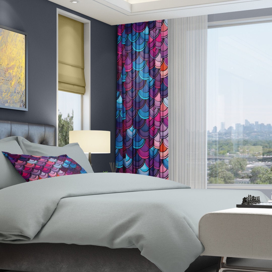 Cortinas de escamas de sirena para ventana, cortinas de sirena para ...