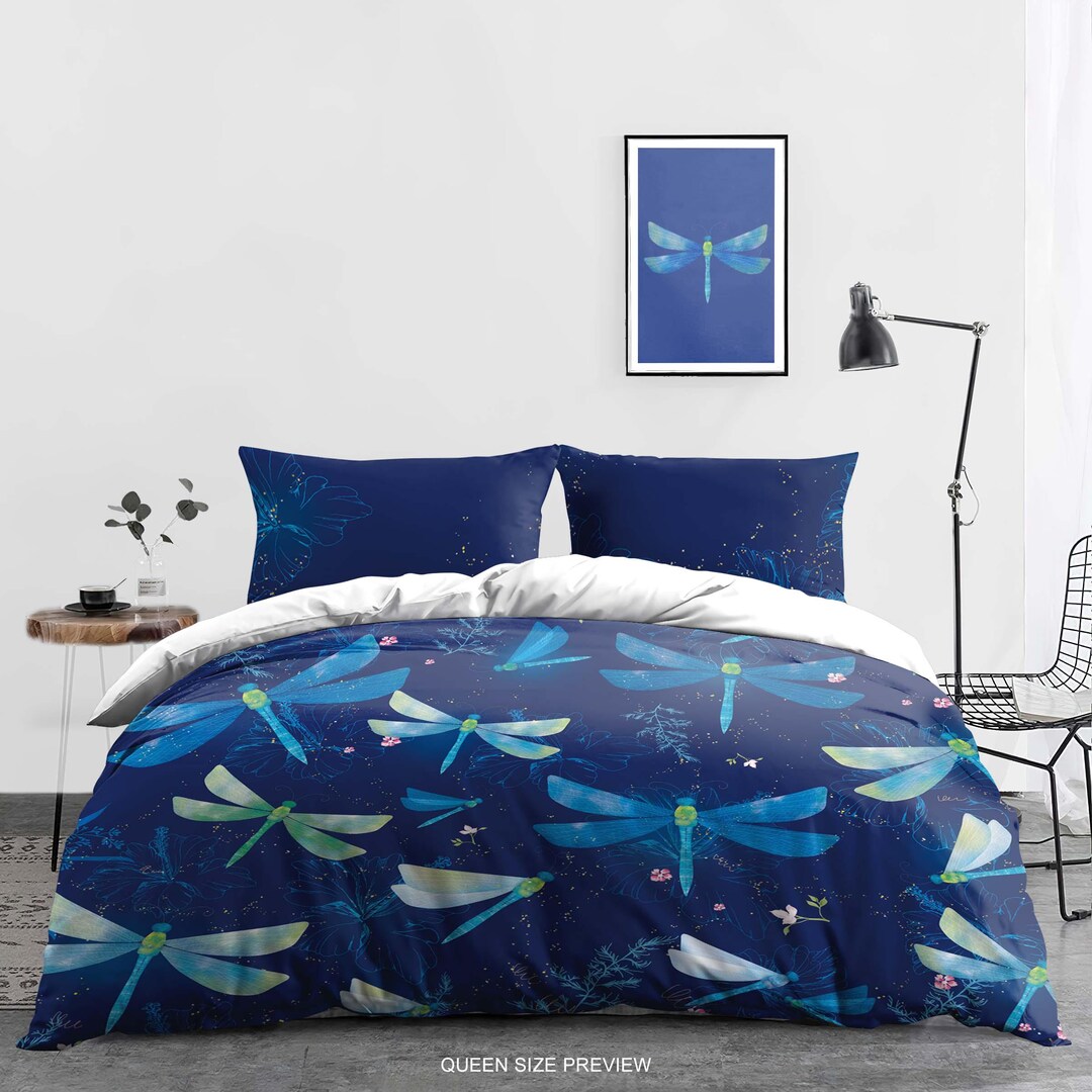 Dragonfly Bedding Set – Duvet Cover With Dragonflies Pattern – Made to ...