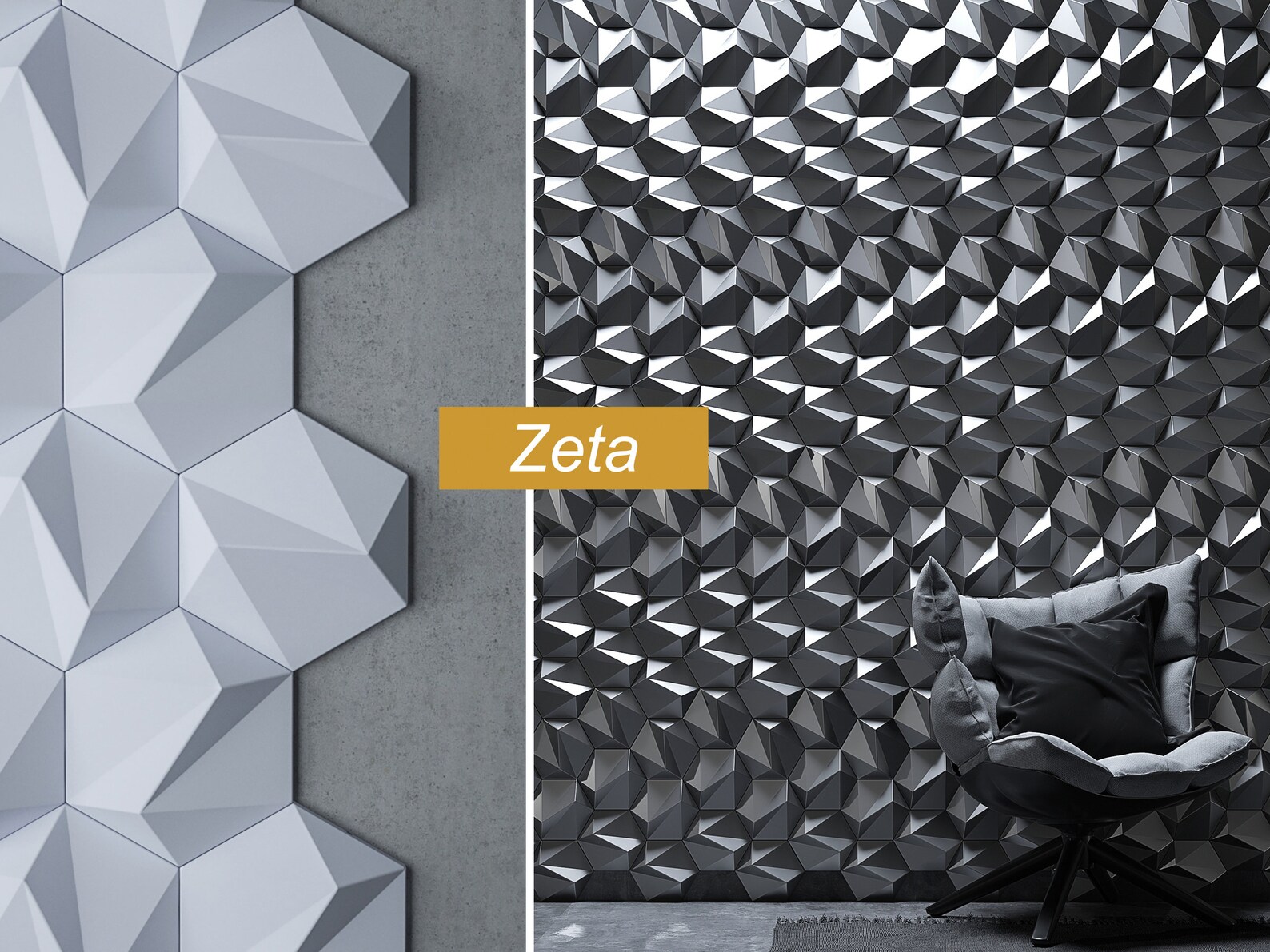 3D Wall Panels Zeta Design, Wall Decorative Tiles, Copolimer Paneling System, Zeta Model Sample ...