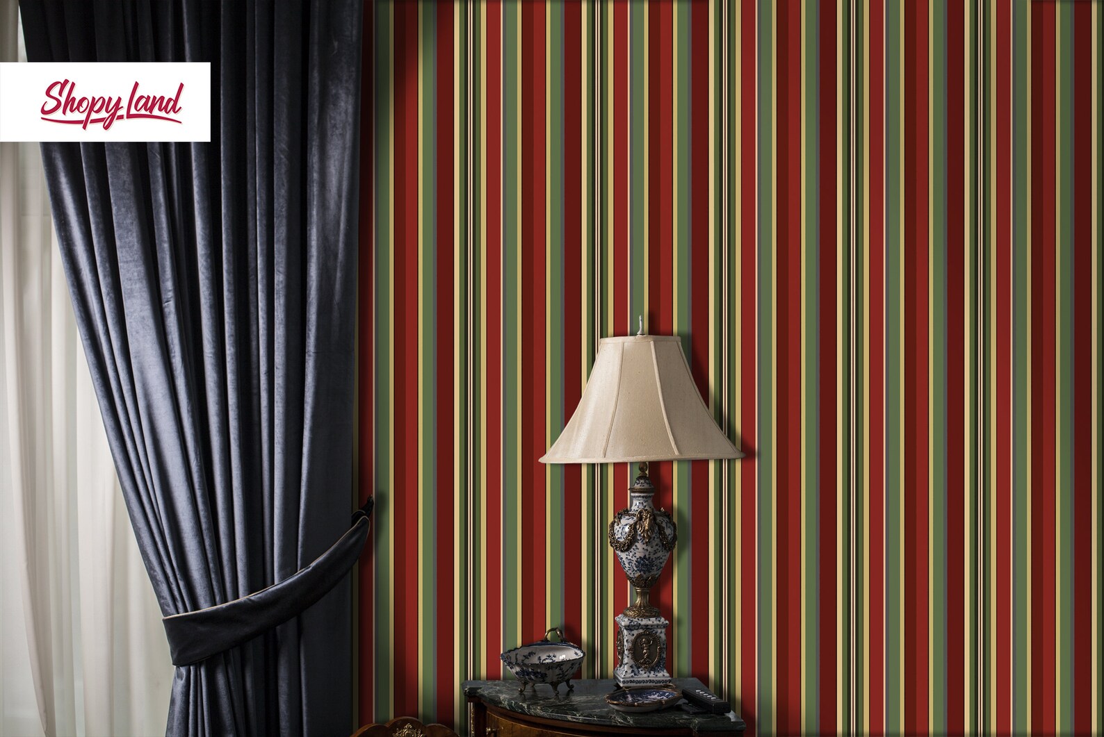 Stretching Stripes Wallpaper, Victorian Design Peel and Stick Wallpaper ...