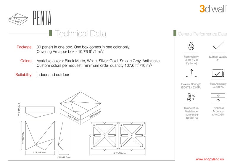 PENTA 3D Wall Panels – Geometric Wall Paneling System – DIY Copolymer ...