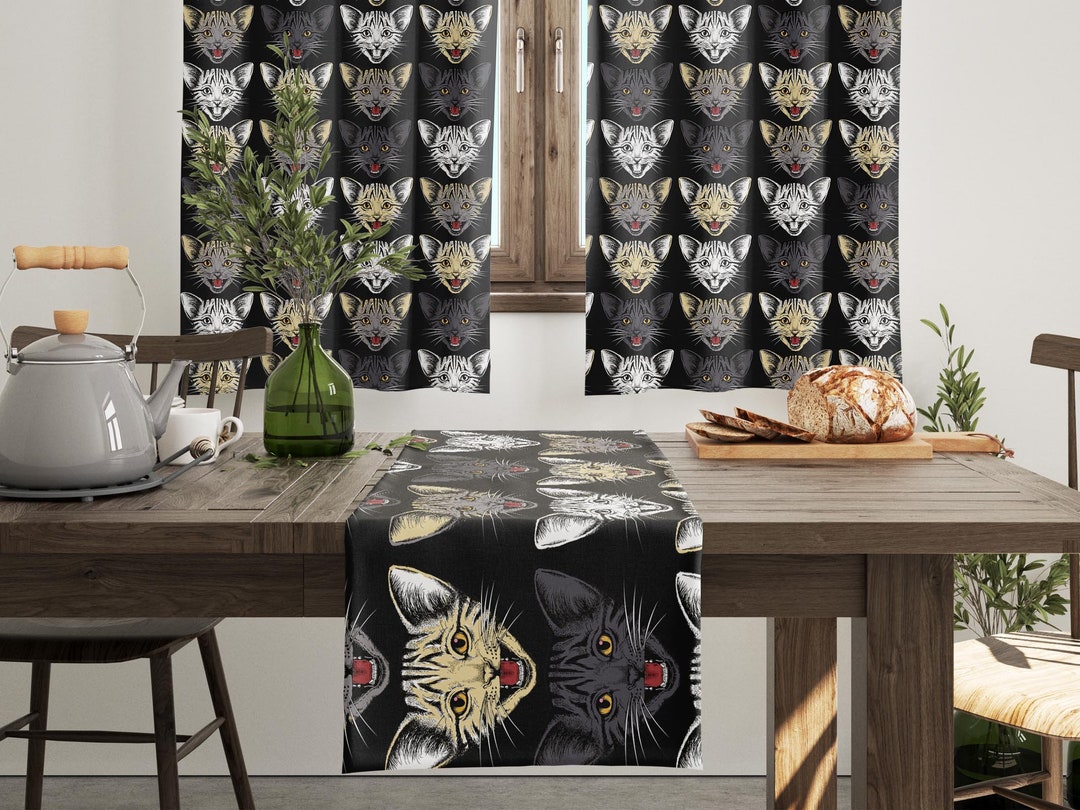 Designer CATS Table Runners, Tablecloth Cats Pattern, Cats Napery ...