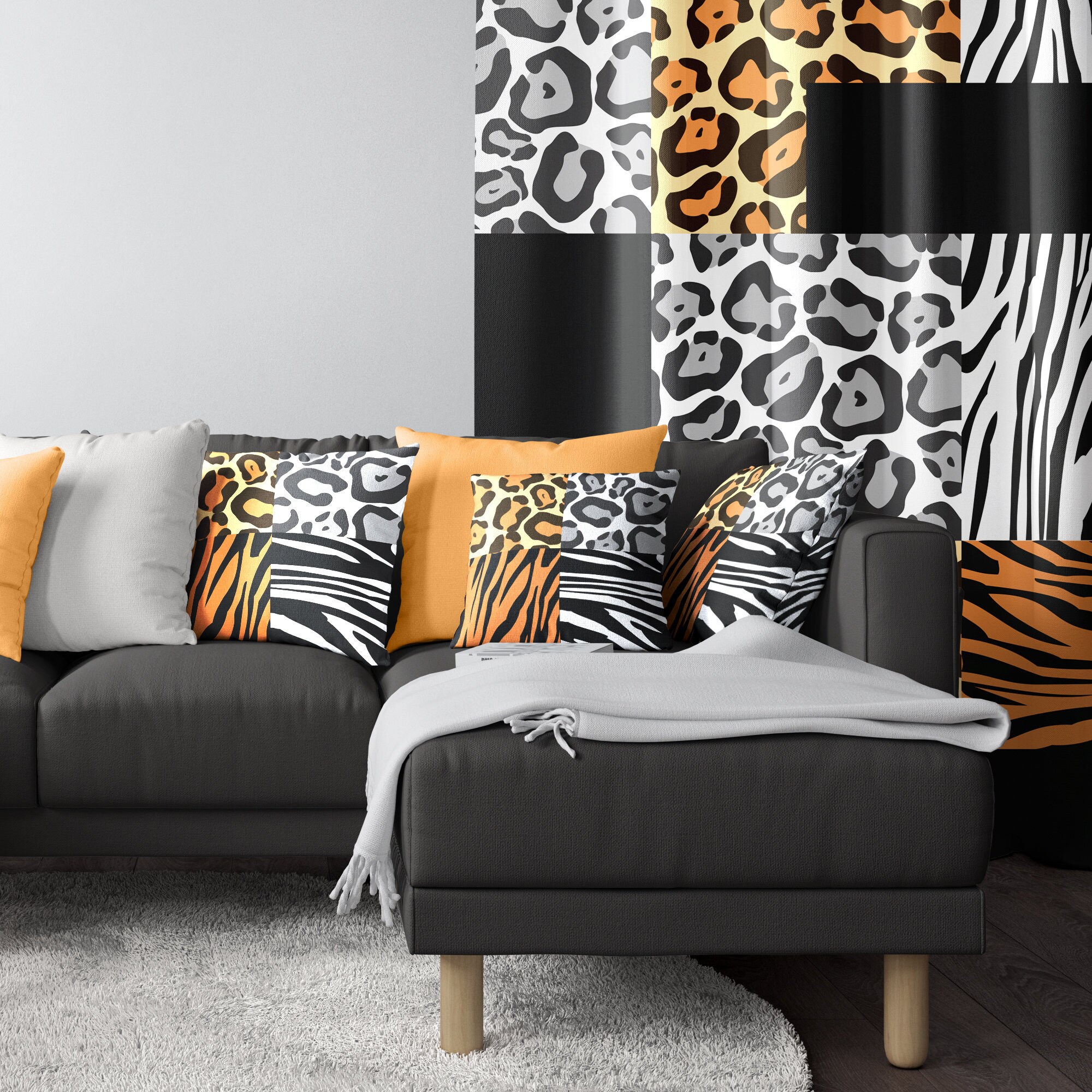 Zebra Window Drapery, Animal Skins Window Curtains, Gepard Window ...