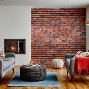 Red Clinker Wallpaper, Bricks Effect Wall Decor, Industrial Design ...