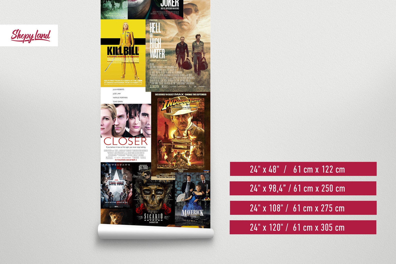 Movie Posters Removable Wallpaper - Traditional Wall Mural - Peel and ...