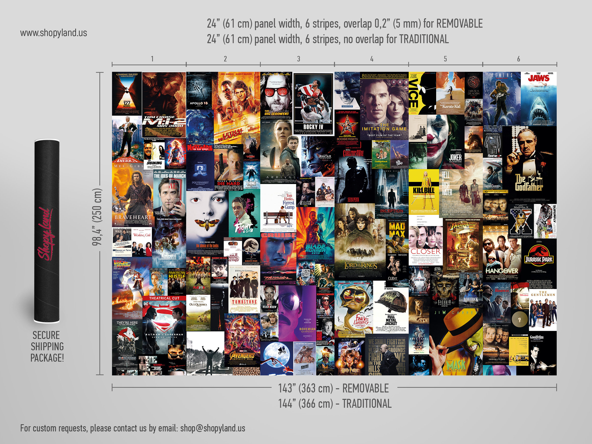 Movie Posters Removable Wallpaper - Traditional Wall Mural - Peel and ...
