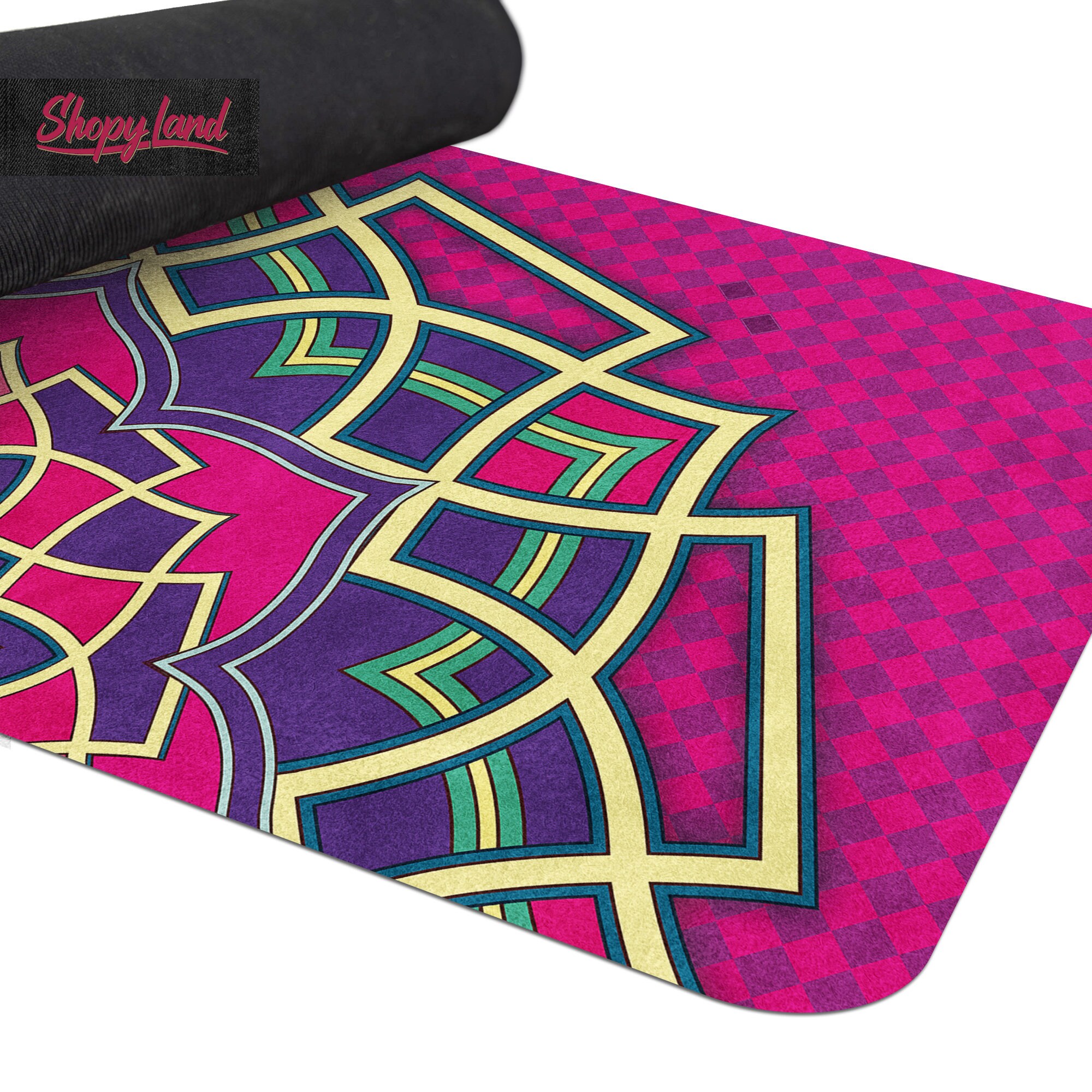 Personalized Yoga Mat Pink Mandala Fitness Mat Vinyasa Yoga | Etsy