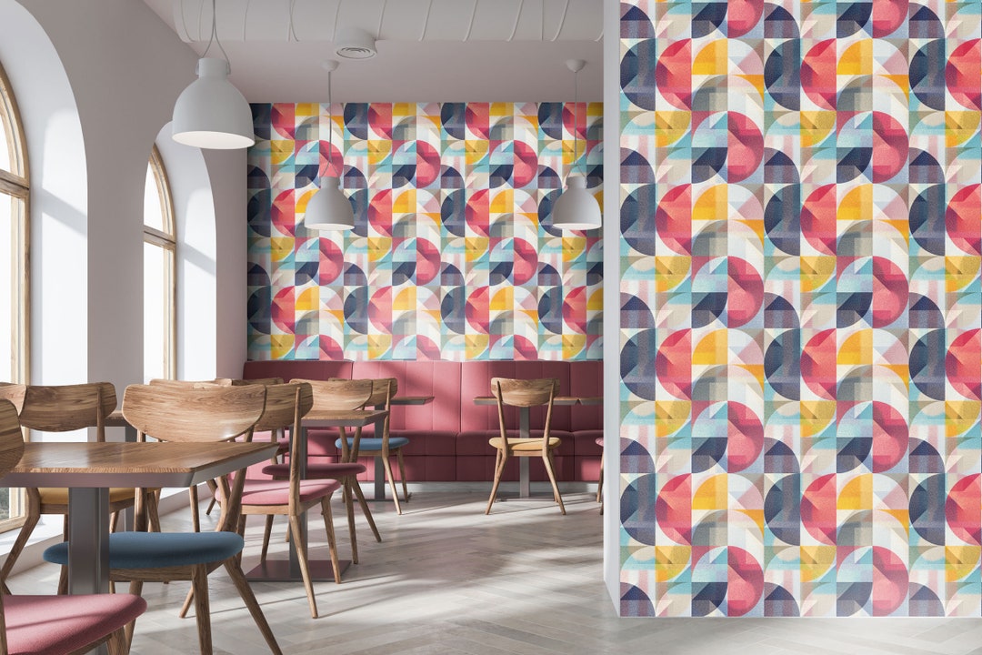 Retro Geometric Wallpaper – Peel and Stick or Traditional – Vintage ...