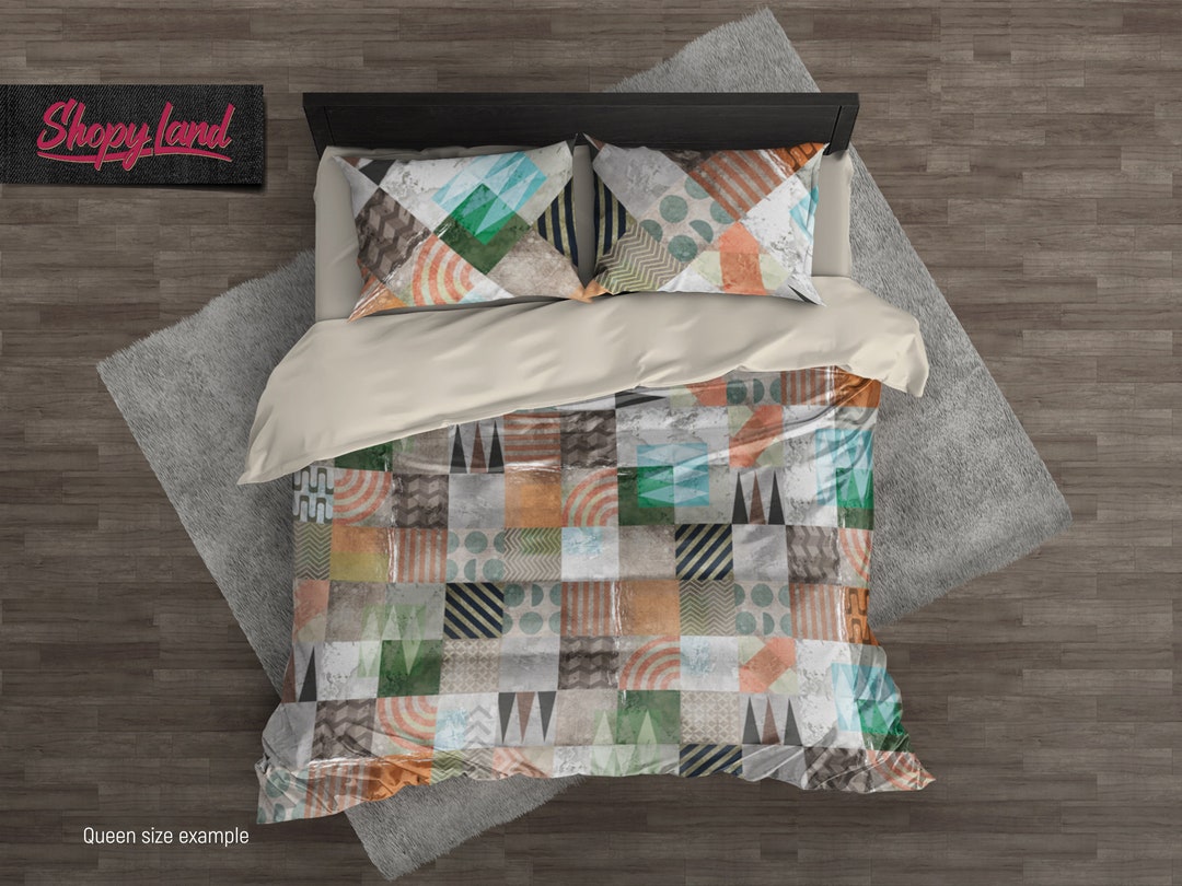 Vintage Comforter Set, Retro Design Bedding Set, Italian Tiles ...