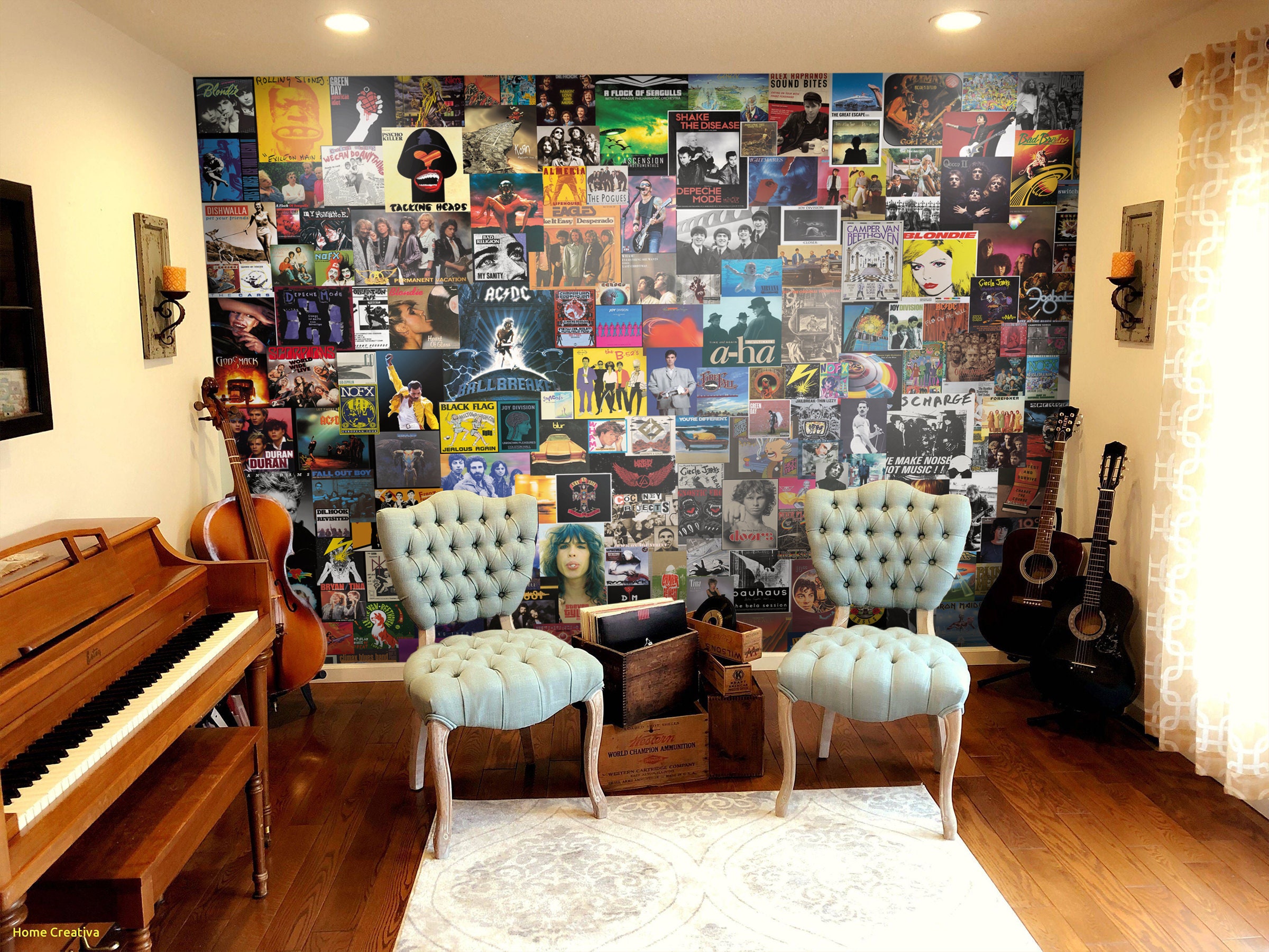 Rock Legends Posters Collage – Hard Rock Wall Mural – Peel&stick Retro ...