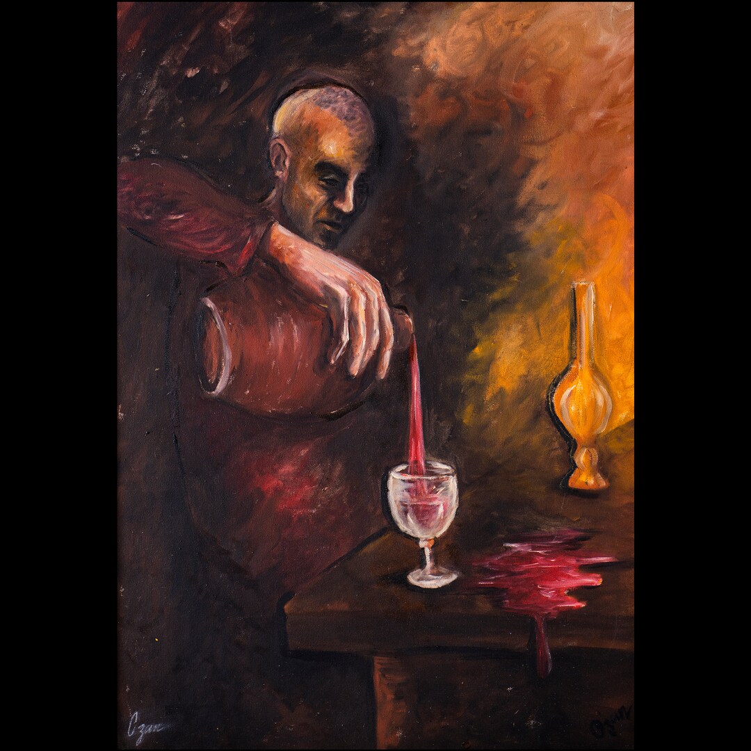 Whine, Oil Painting, Handmade, Wall Art, Wine, Mythology, Ozan Varel ...