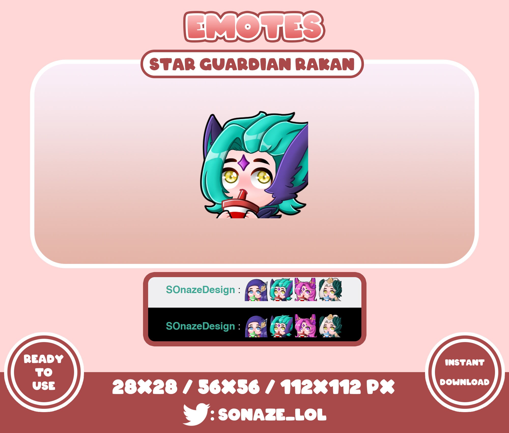 Art & Collectibles League of legends Twitch Emotes Star guardian Rakan ...