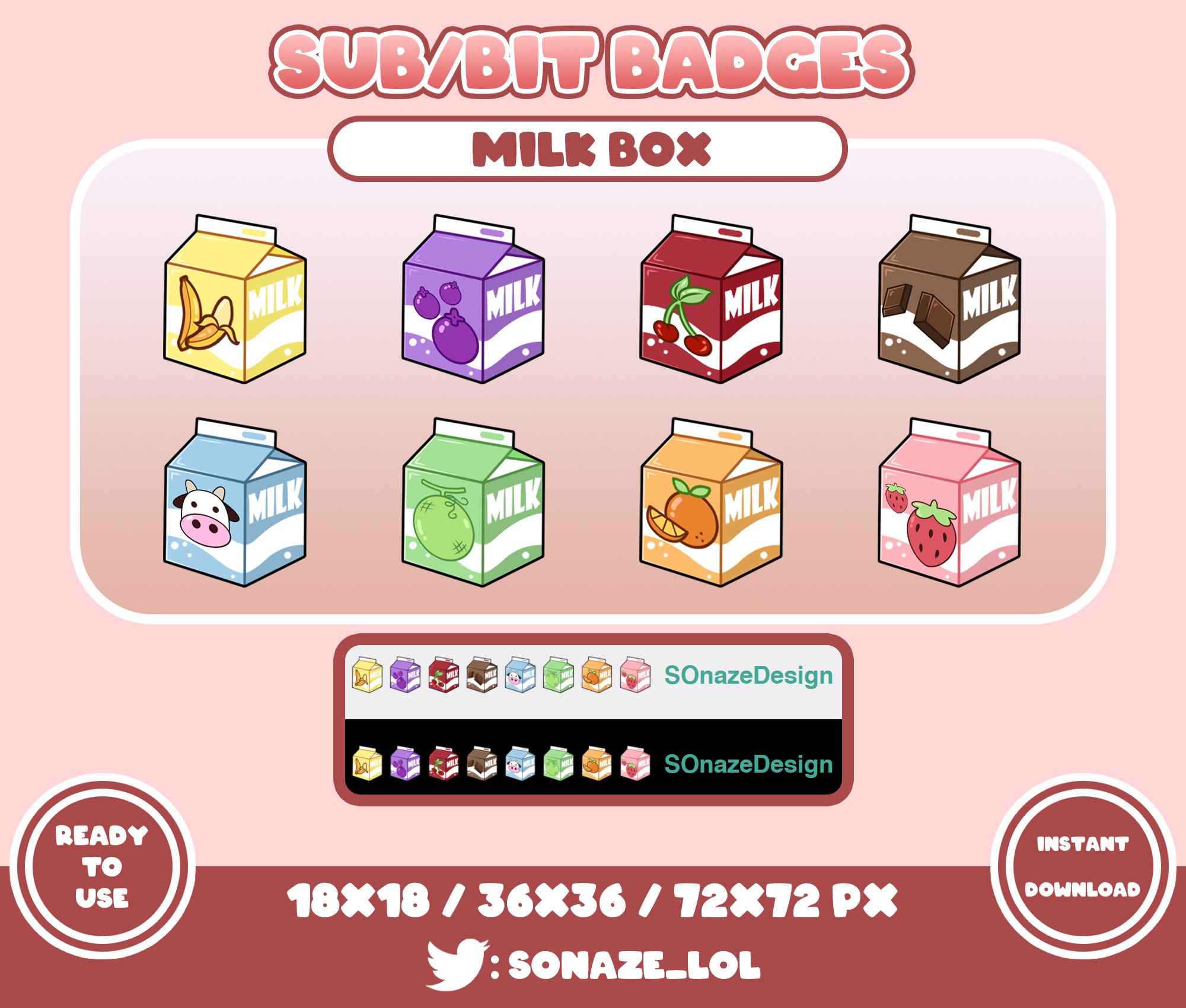 Kawaii Milk Carton Badges Discord Emote Cute Sippy Drinks Chocolate ...
