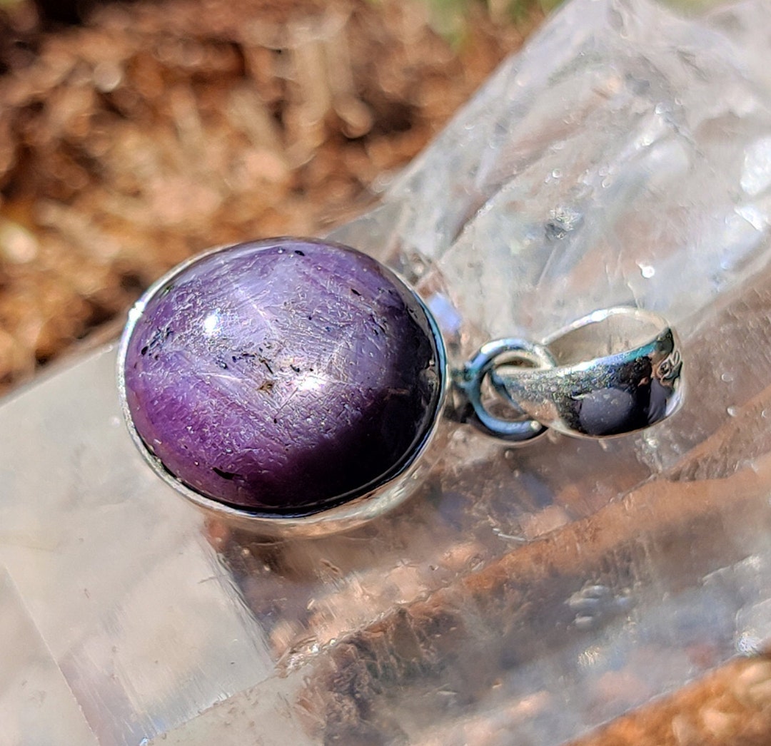 Star Ruby Pendant - Gift Jewelry - Natural Star Ruby Stone - Healing Crystal - 925 Silver ...