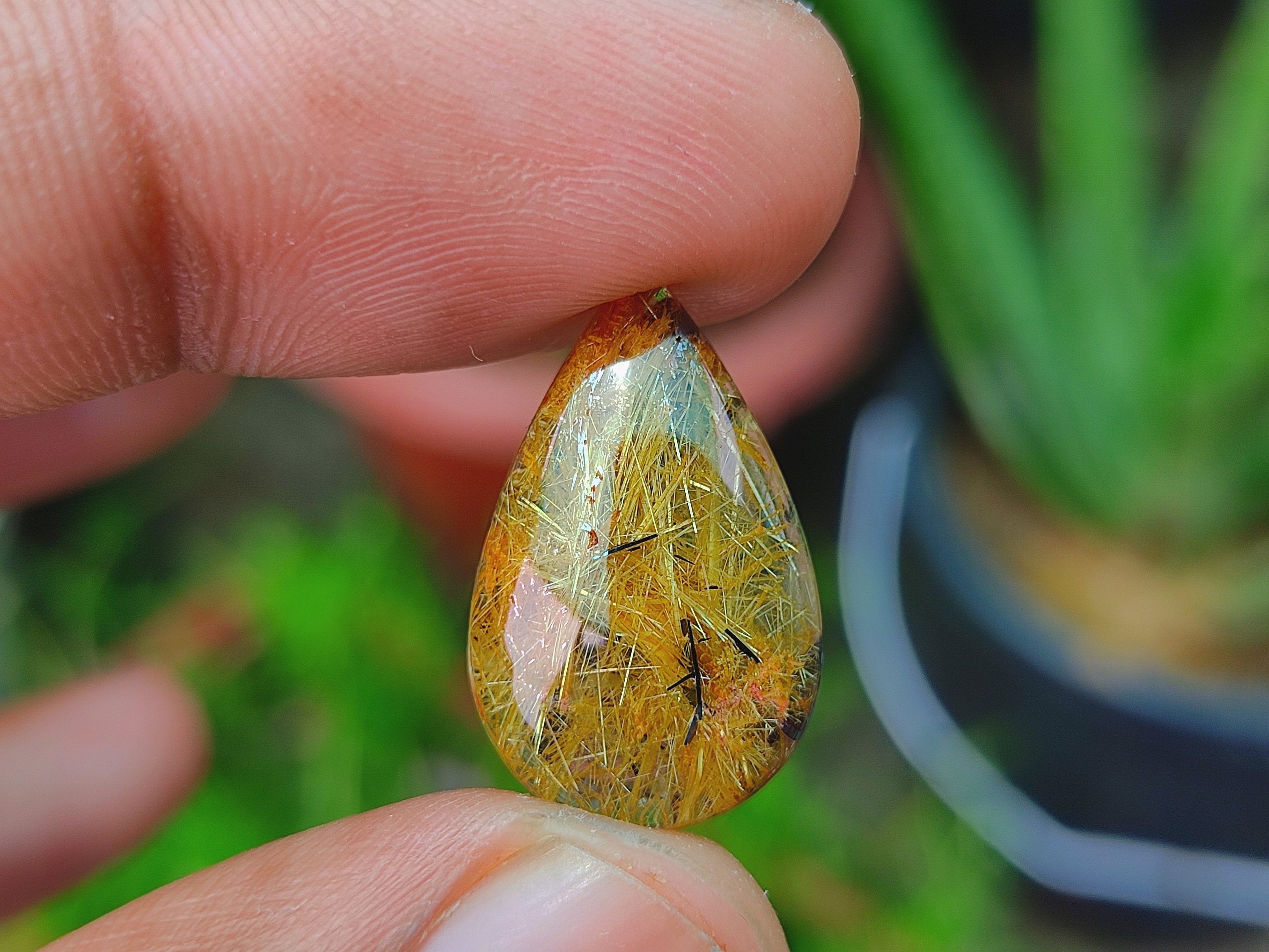 GOLDEN RUTILATED CRYSTAL Natural Smooth Rutile Cabochon - Etsy UK