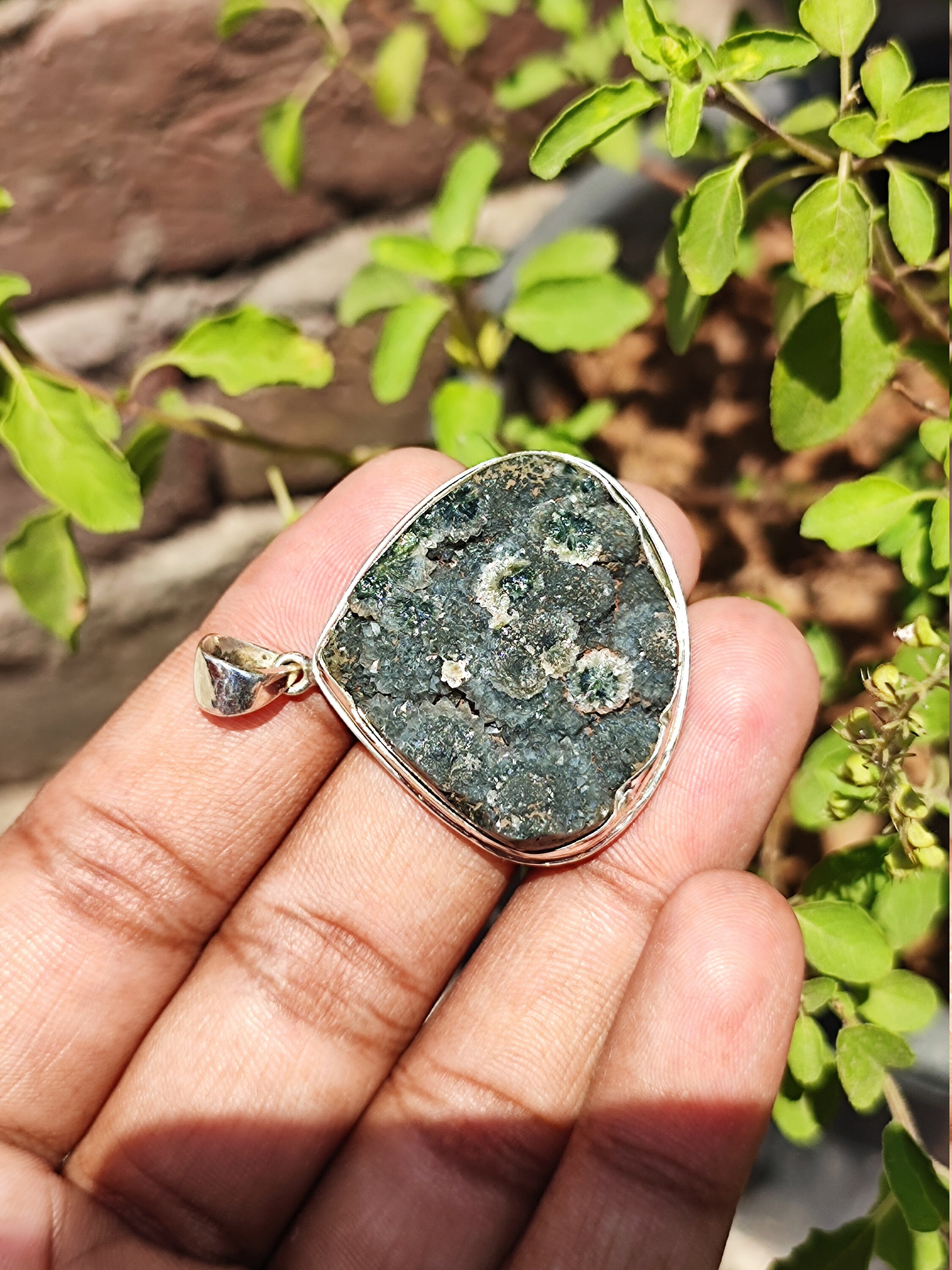 Beautiful OCEAN Jasper Druzy Silver Pandent 925 Sterling Silver ...
