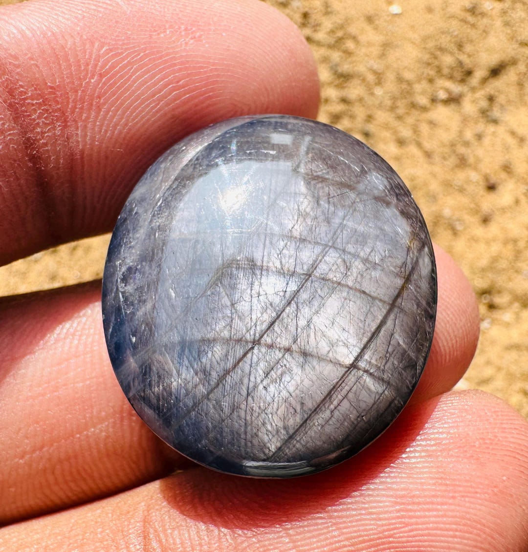 Sapphire.! Flashy Silver Star Sapphire Cabochon - Natural Sheen ...