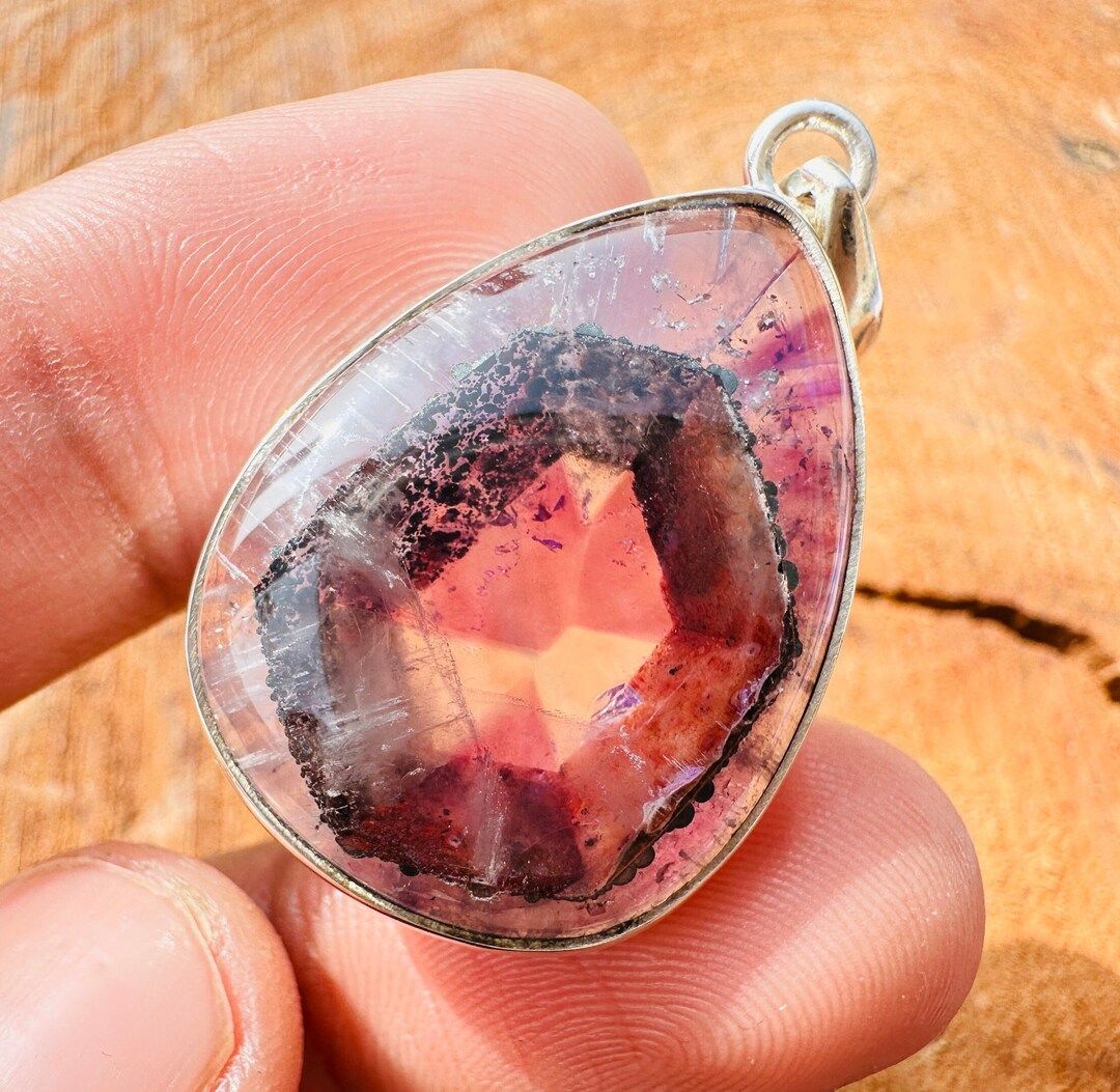Trapiche. Phantom Red Amethyst Pendant Natural Trapiche Phantom Red ...