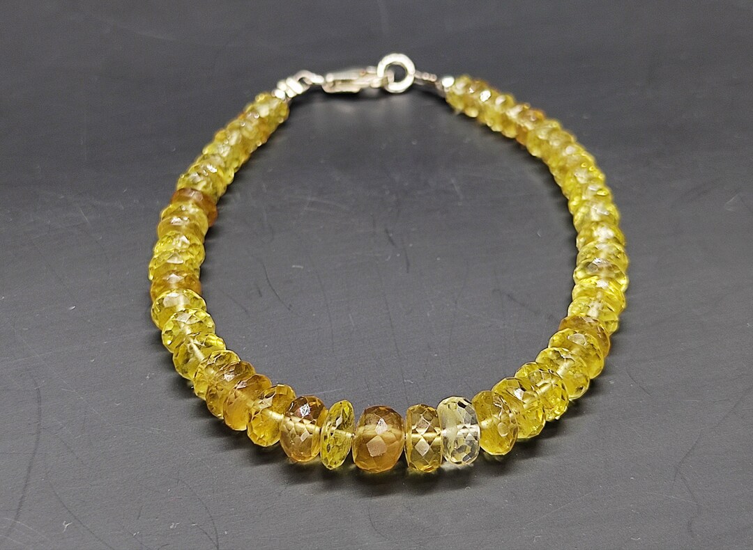 HELIODOR CRYSTAL BRACELET - Natural Heliodor Faceted Beads Bracelet ...
