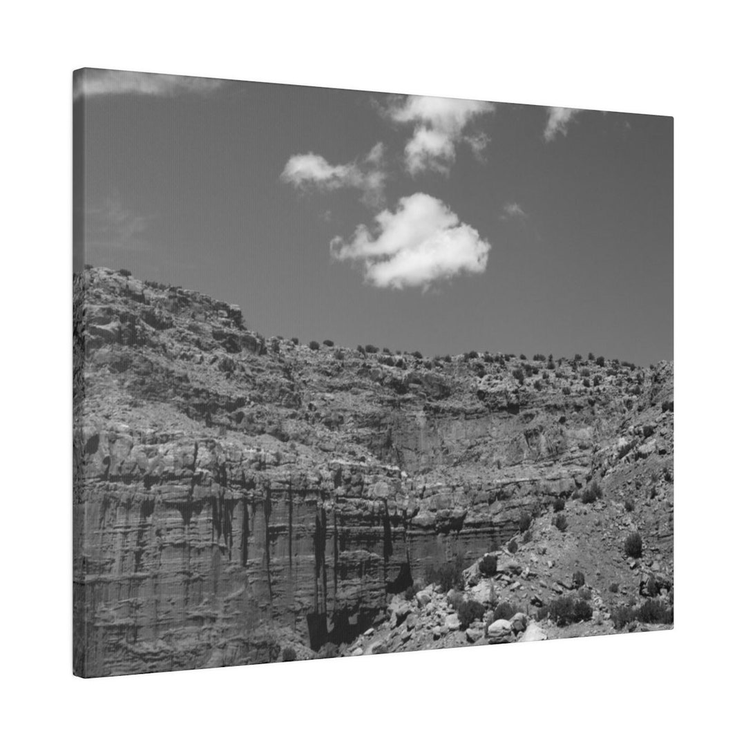 Black & White Cut Rock Face in the Mountains of New Mexico Matte Canvas ...