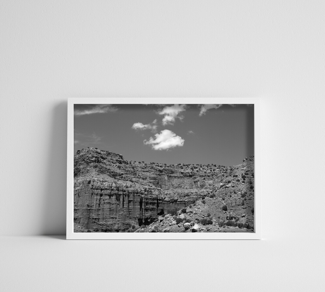Black & White Cut Rock Face in the Mountains of New Mexico Original ...
