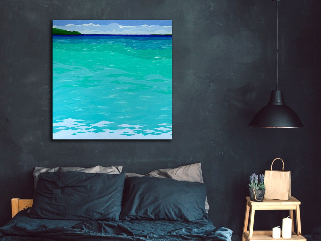 Tropical Ocean Theme- Original Abstract Painting- Stretched Canvas- Sea ...