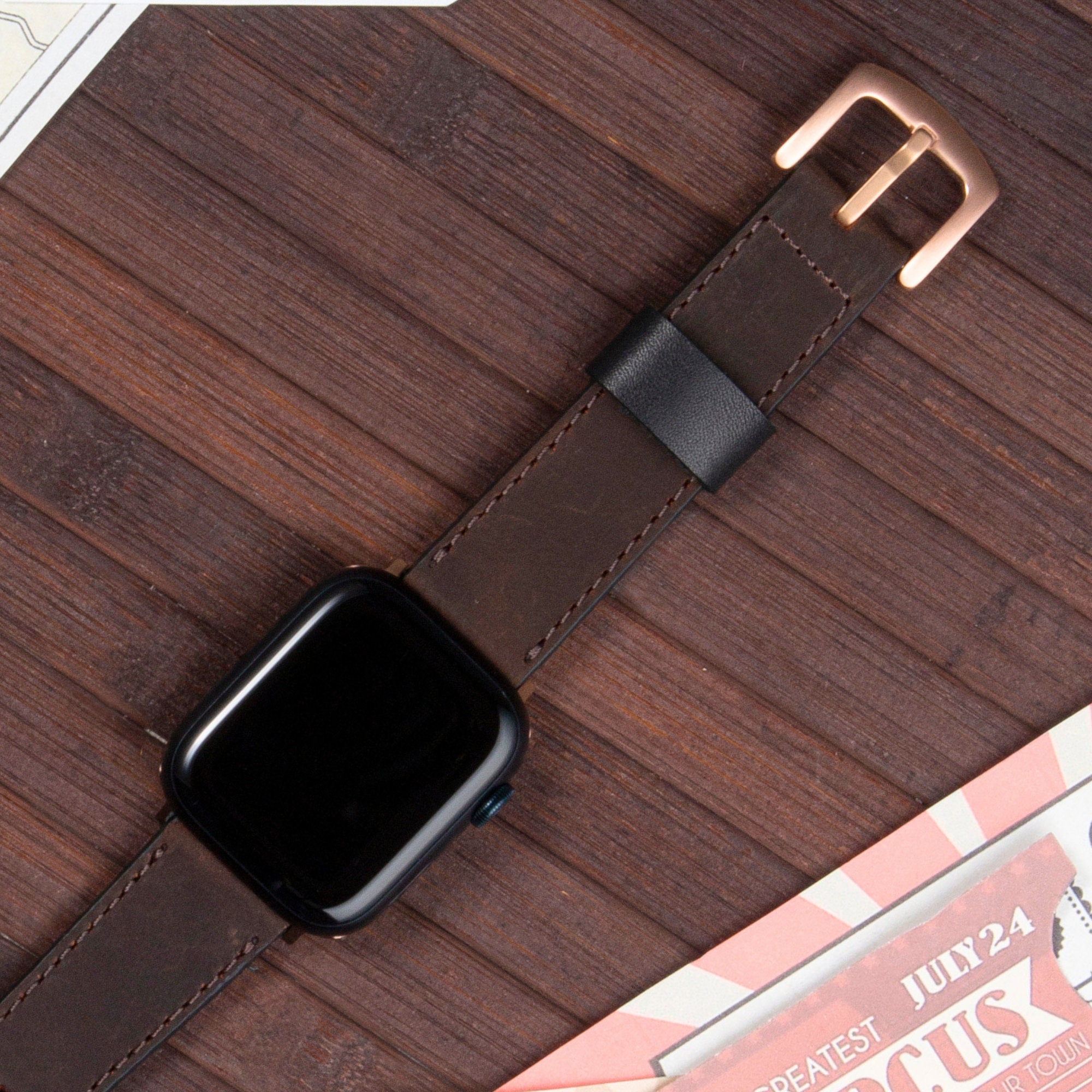 Leather Watch Strap, Compatible With Apple Watch, Custom Engraved Strap ...