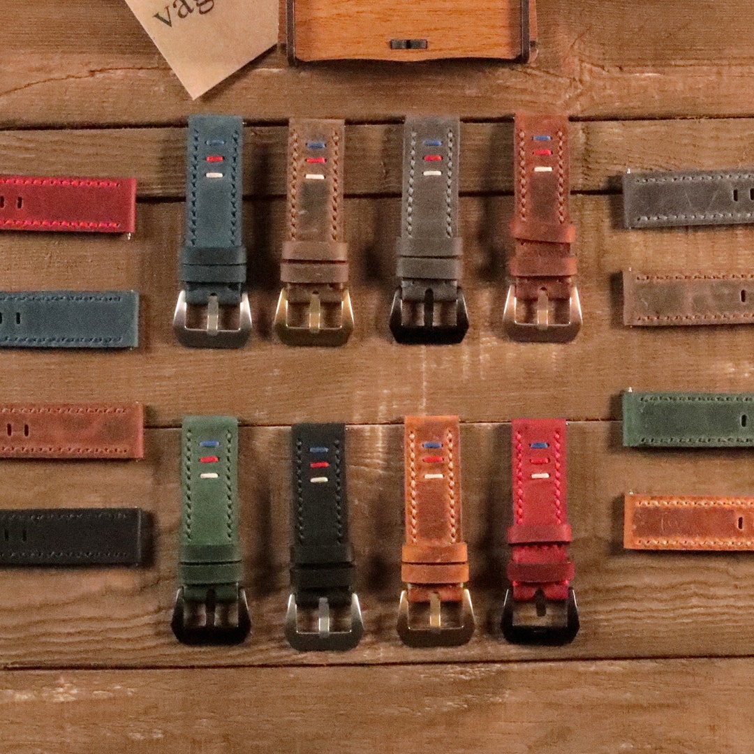 Personalized Leather Watch Band, 18mm, 20mm, 22mm, 24mm, HANDMADE ...