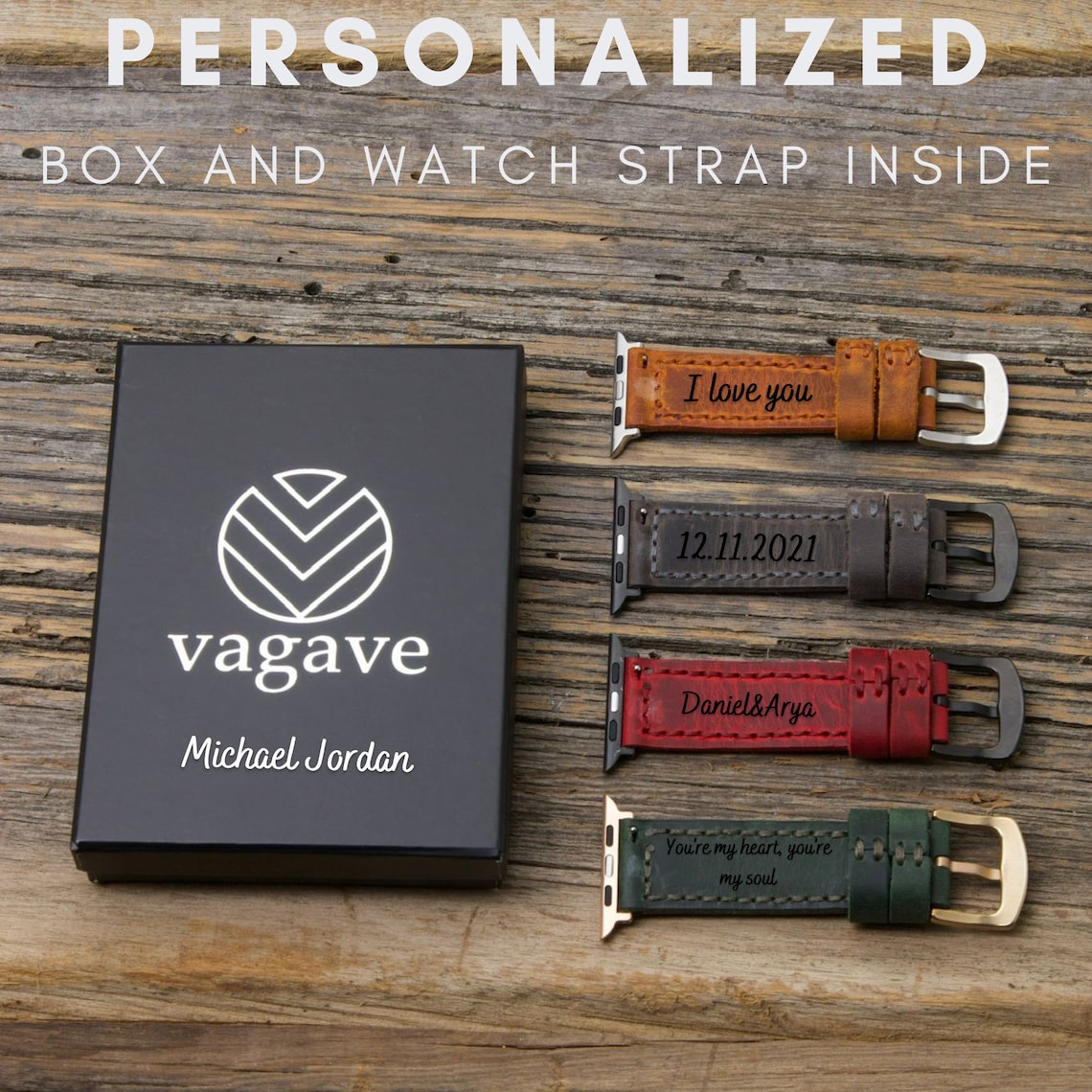 Elegant Leather Smartwatch Strap, Personalized With Initials ...