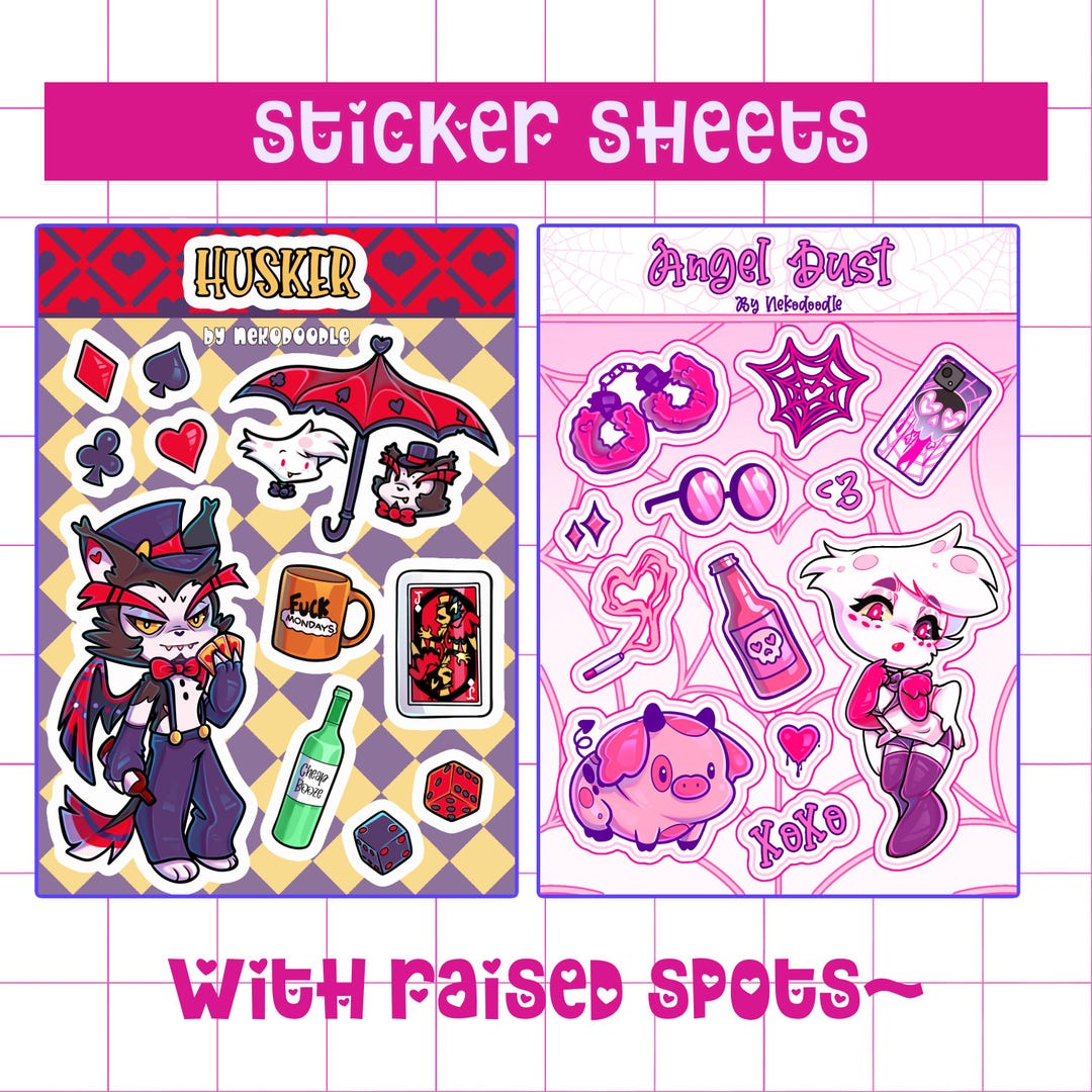 Husk and Angel Dust Sticker Sheets | UV Printed , Weatherproof, Hazbin ...