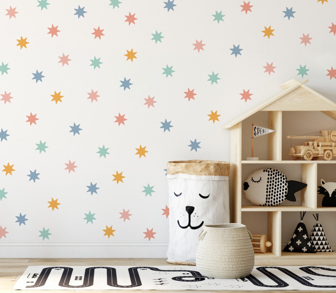 Star Pastel Wall Decals, Multi Colored Coloured Decor, Kids Decals ...