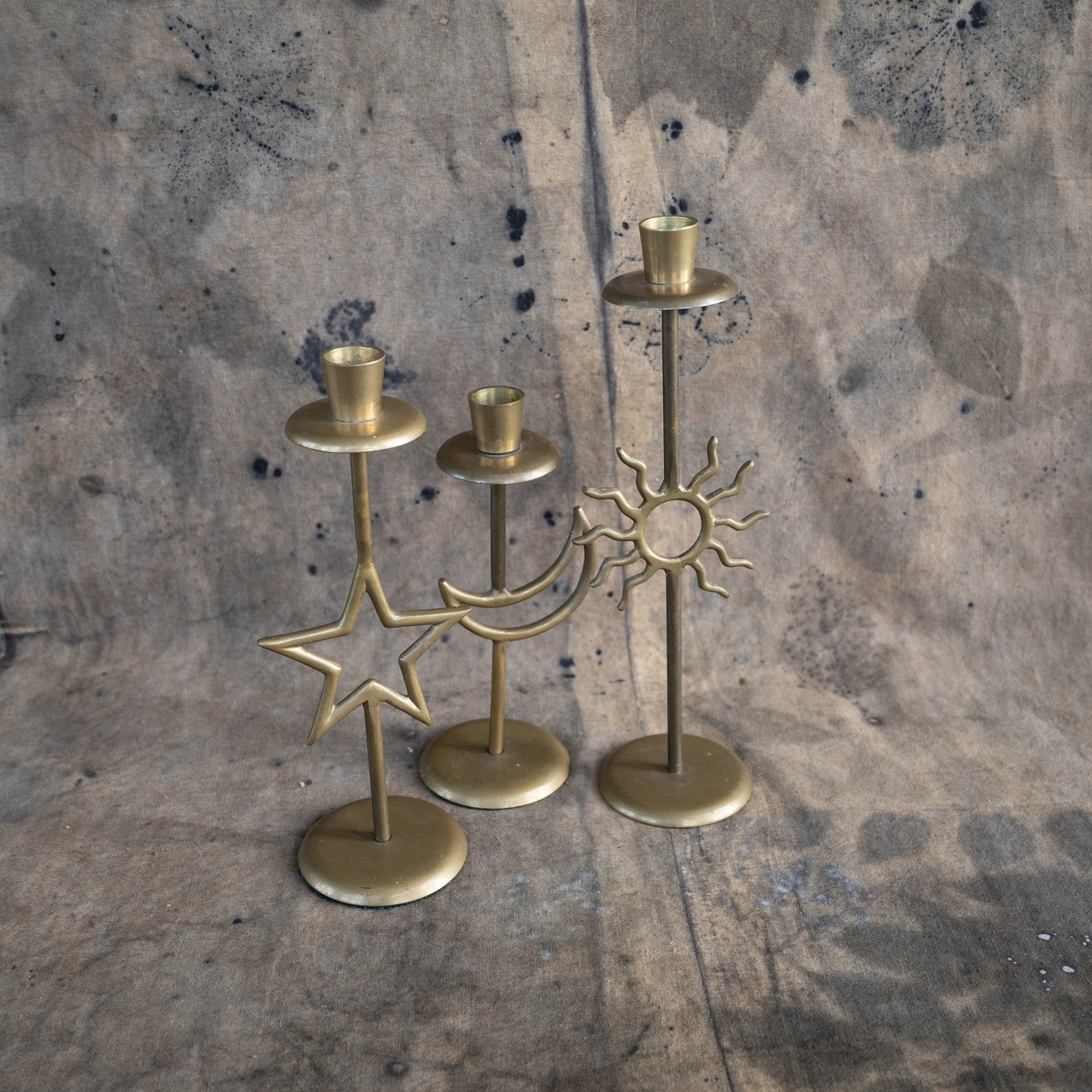 SET Vintage Celestial Candle Holder Sun Moon and Star - Etsy