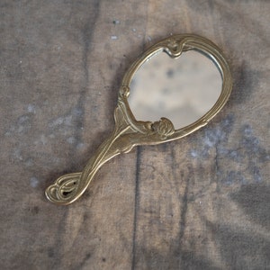 Small Hand Mirror Vintage Gold Handheld Mirror Vanity Makeup Decor - Etsy
