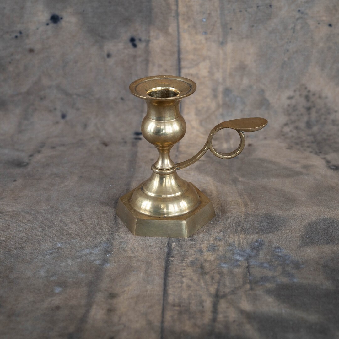 Chamber Candle Holder With Handle Vintage Brass Candleholder Victorian ...