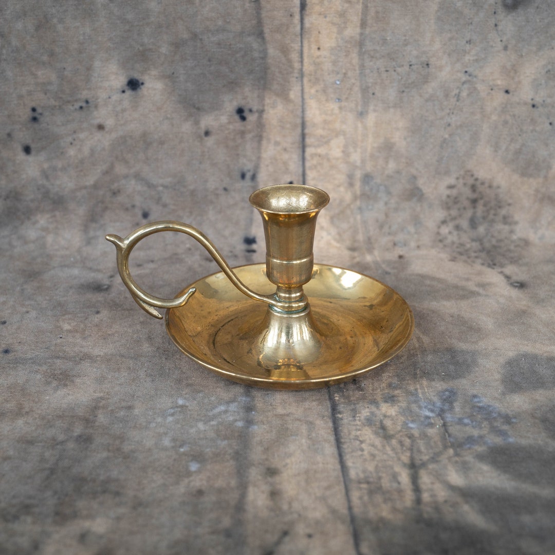 Brass Candle Holder With Handle Vintage Chamber Candlestick - Etsy