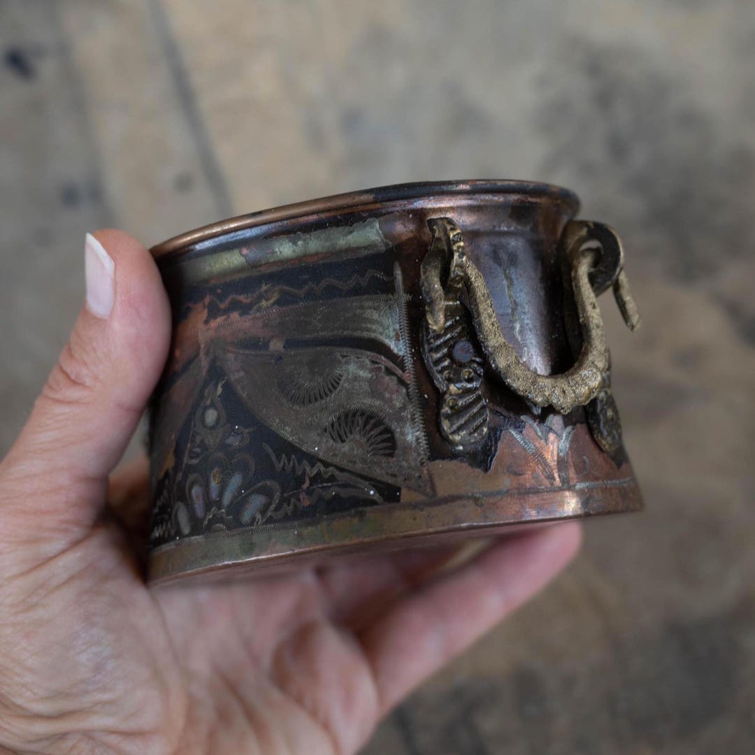 Copper Spell Pot Vintage Smudge Bowl Ritual Incense Burner Witch ...