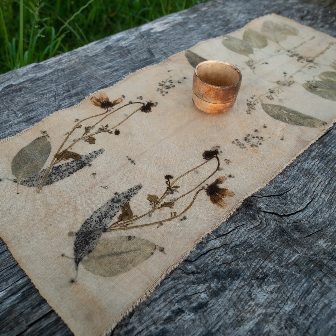 Linen Tea Runner Chabu Ceremonial Tea Mat Hand Dyed Altar Cloth Tea ...