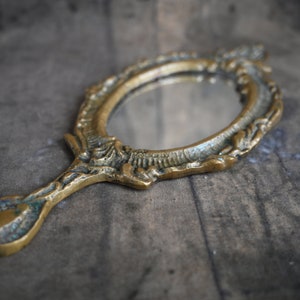 Victorian Hand Mirror With Handle Ornate Handheld Mirror Antique Brass ...