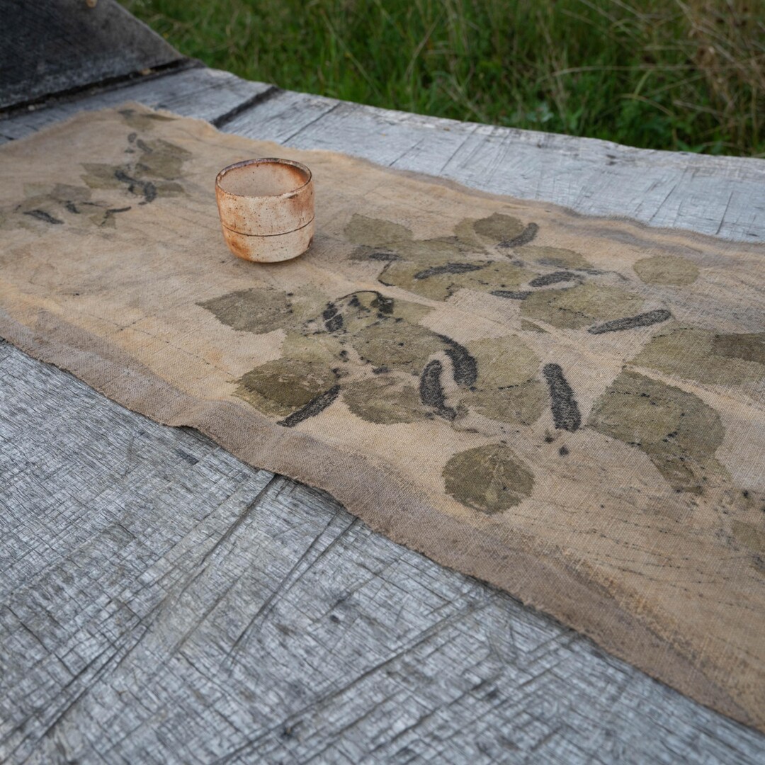 Earthy Linen Tea Runner Chabu for Gongfu Tea Ceremony Hand Dyed Tea Mat ...