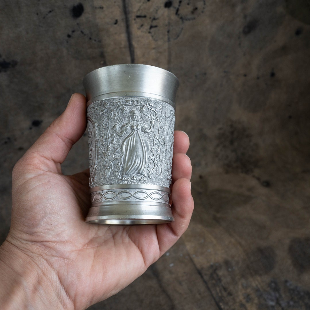 Pewter Ritual Cup Ornate Beaker Embossed Tumbler Mug Wedding Metal ...