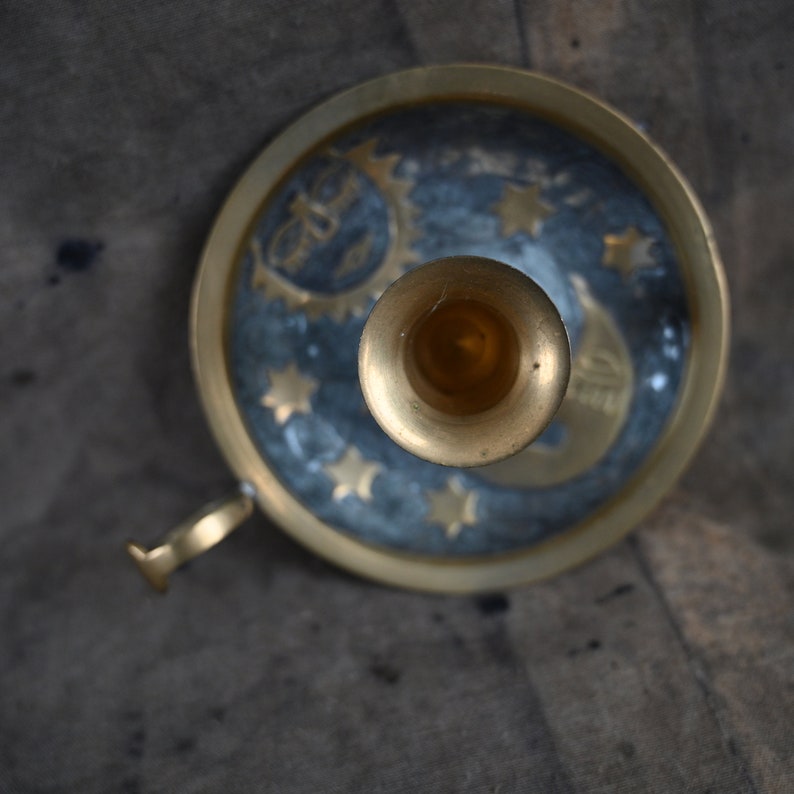 Celestial Candle Holder Sun and Moon Candlestick Vintage Brass - Etsy