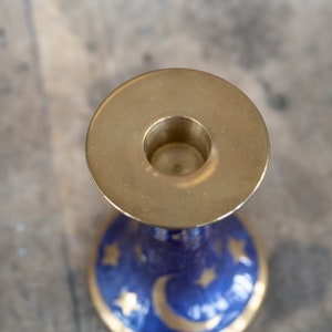 Celestial Candle Holder Enameled Candle Stick Brass Candlestick With Stars Altar Decor Vintage ...