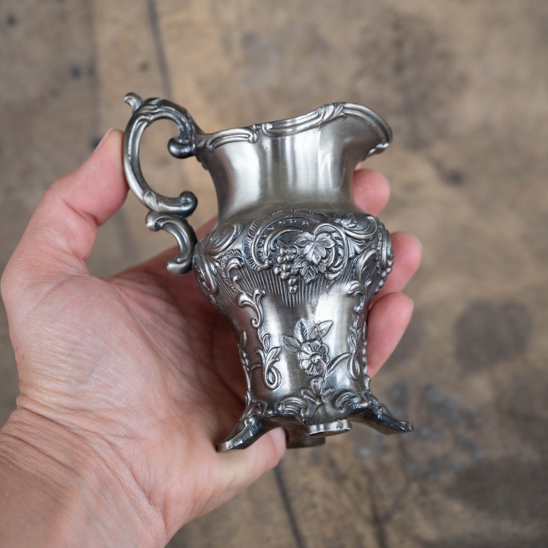 Small Pitcher Vase Ornate Silver Bud Vase Vintage Pewter Decor - Etsy