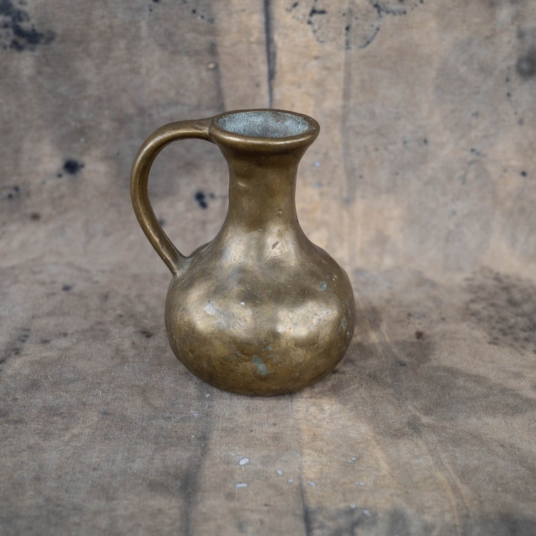 Rustic Pitcher Vase Wabi Sabi Decor Small Metal Brass Bud Vase Boho ...