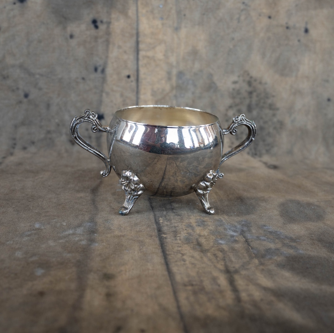 Silver Offering Bowl Vintage Witches Pot Small Footed Cauldron With ...
