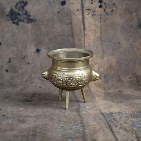 Witch Cauldron Vintage Footed Spell Pot Brass Offering Bowl | Etsy