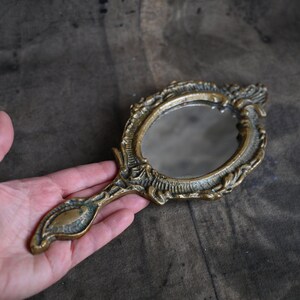 Victorian Hand Mirror With Handle Ornate Handheld Mirror Antique Brass ...